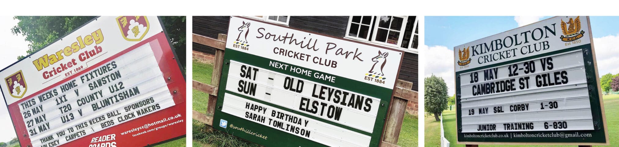 Changeable Fixture Boards for Football Rugby & Cricket Clubs